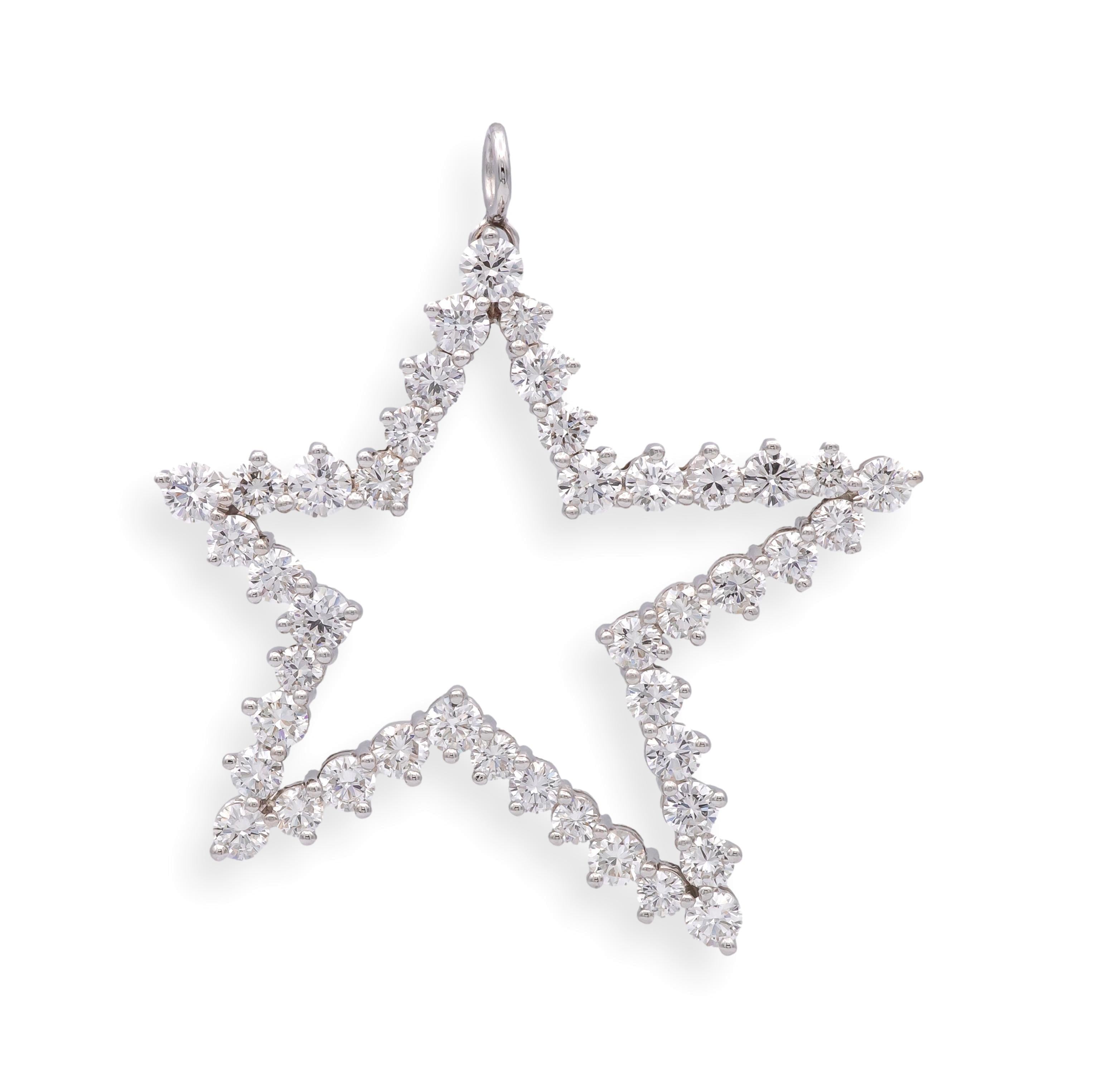 Vintage Tiffany & Co. Platinum Diamond Star Pendant with 3.01 cts, 197 ...