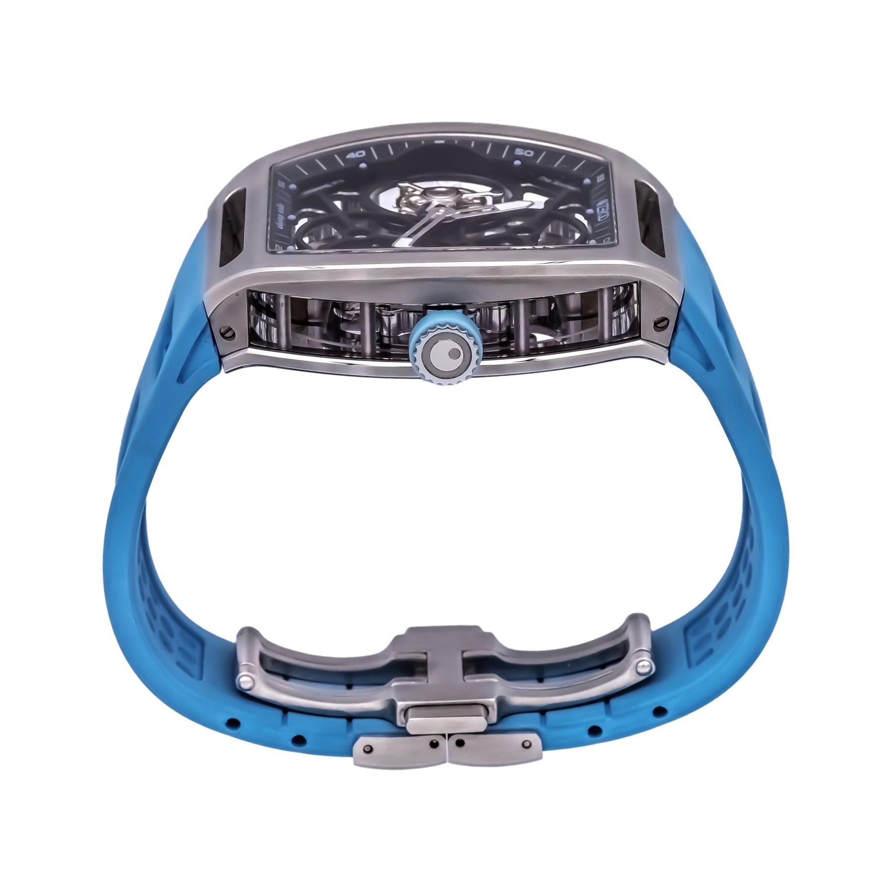 Order ZEROO T4 The Archer Blue Silver Steel Full Skeleton Tourbillon ...