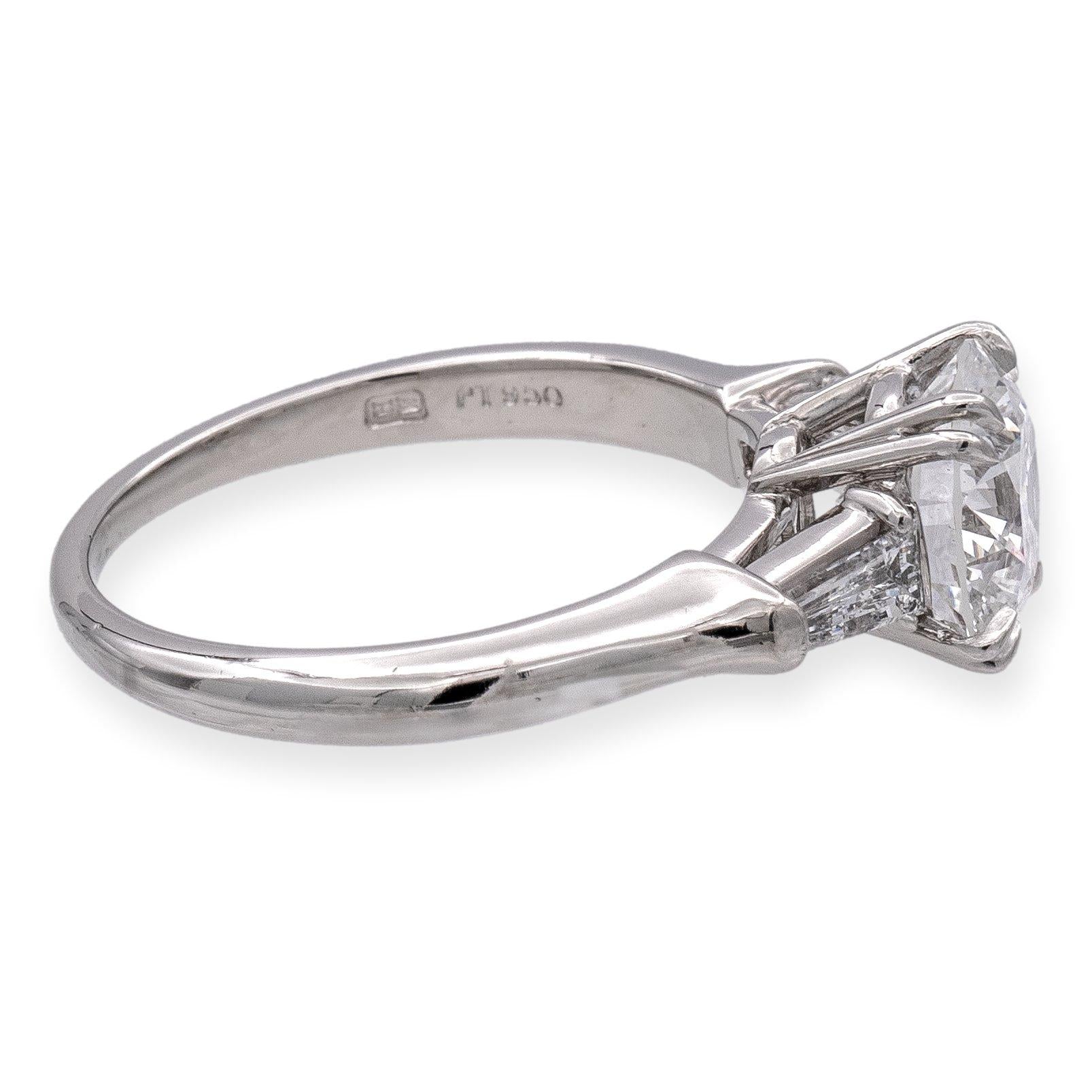 Harry Winston Platinum Round Diamond Engagement Ring w/Baguettes 2.01 ...