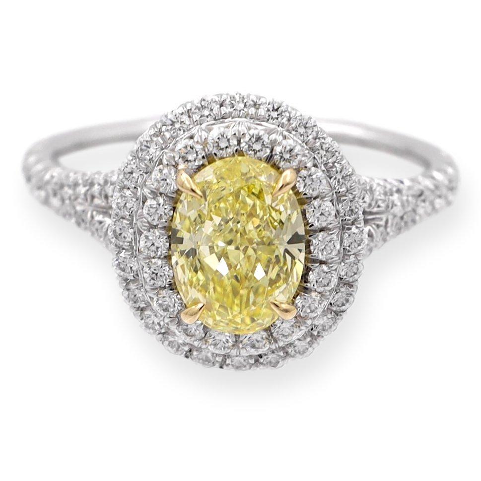 Tiffany & Co Plat Soleste Fancy Intense Yellow Oval Ctr. Diamond Engag ...